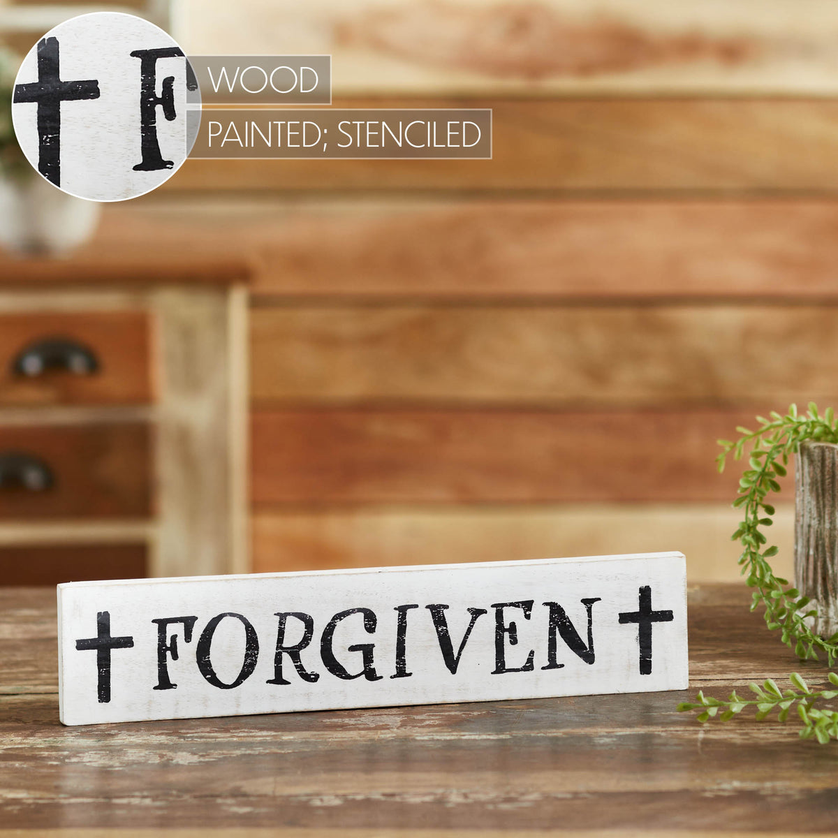 Forgiven with Crosses Wooden Sign 3x14 – Pine Valley Quilts